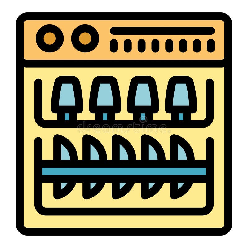 Modern Dishwasher Showing Clean Dishes Inside with Control Panel on Top ...