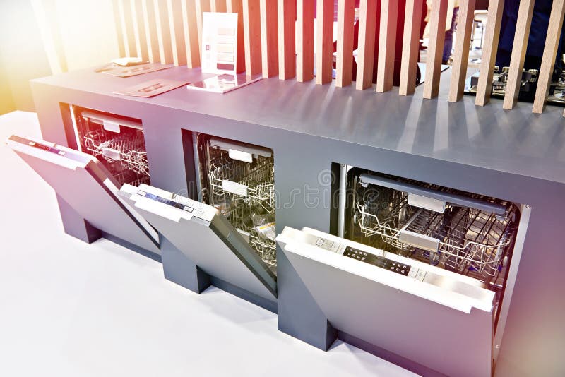 Modern Dishwashers on Display at Store Stock Photo - Image of interior ...