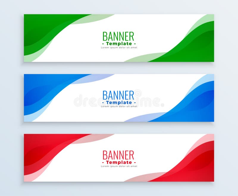 Modern Display Banners Set in Three Colors Stock Vector - Illustration ...