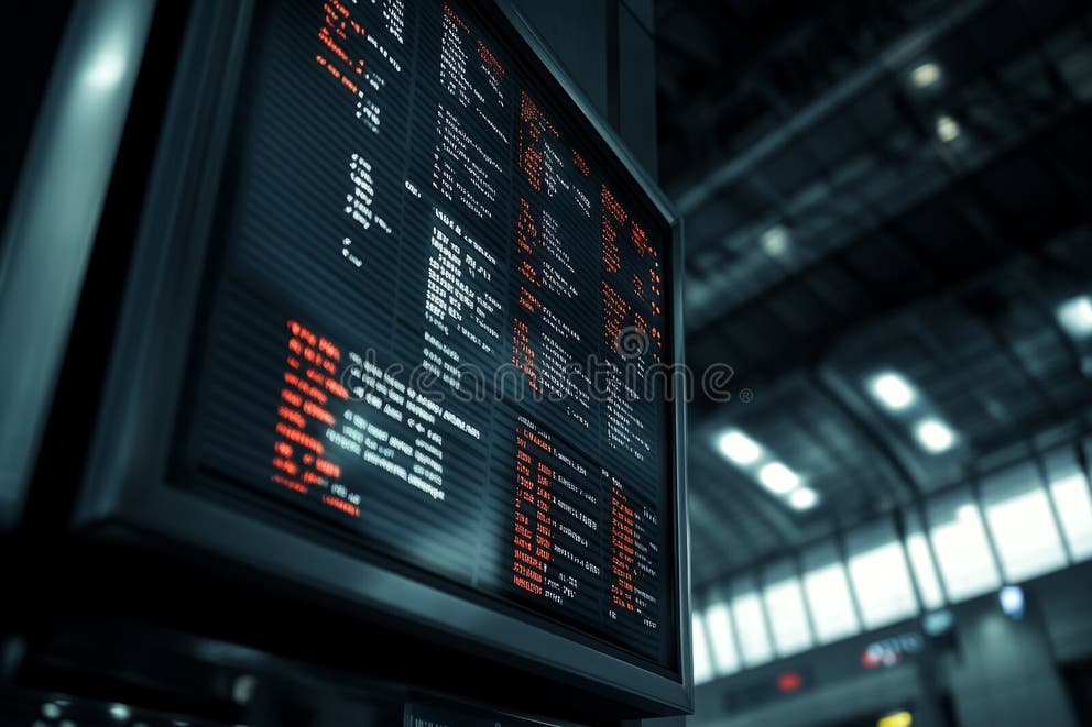 A Modern Display Board Showcasing Train Schedules and Updates. the ...