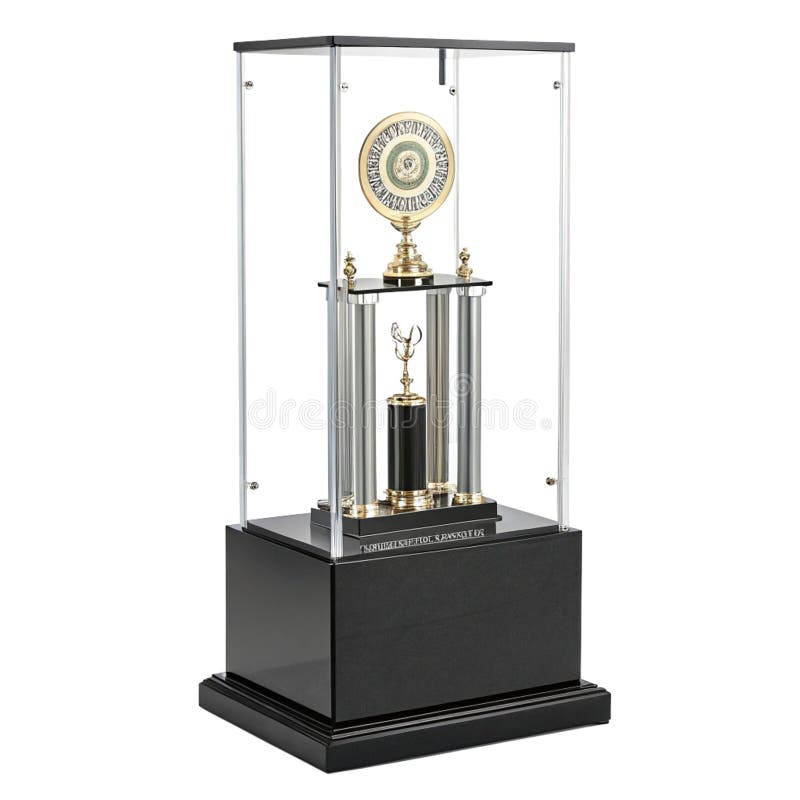 Sleek Trophy Display Case with Glass Top and Black Base Stock ...
