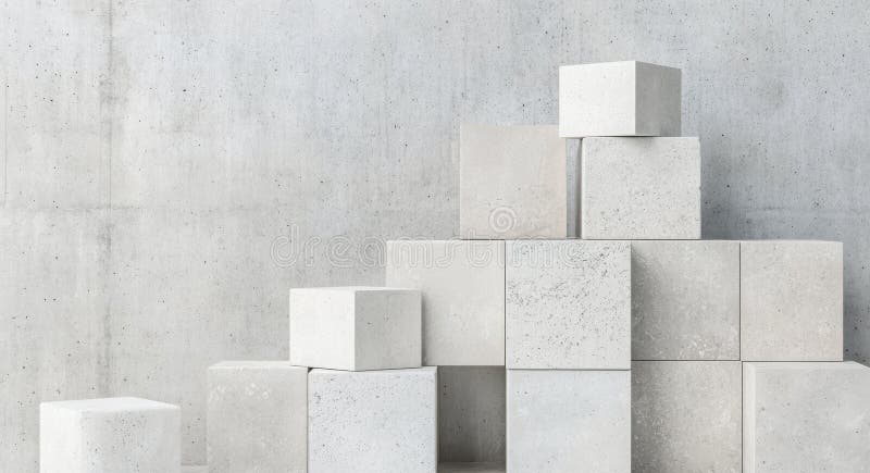 Modern Display of Geometric Stone Blocks in Minimalist Interior Space ...