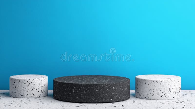 Modern Display Platforms on Blue Background a Stylish Arrangement of ...