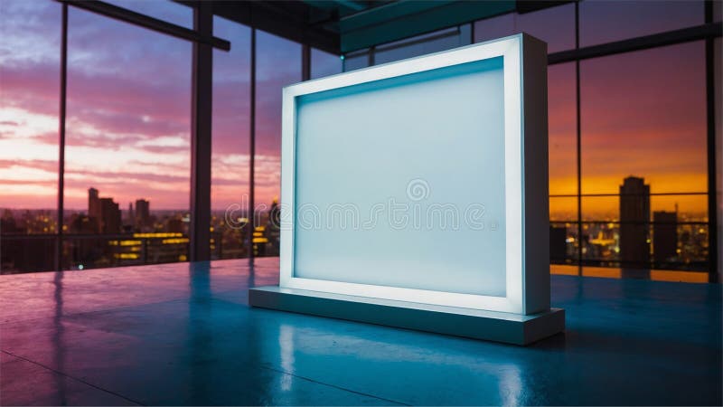 Modern Display Stand with Panoramic View during Scenic Sunset Stock ...