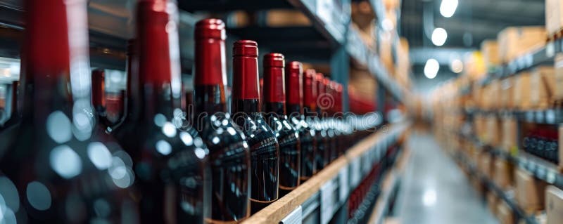 Modern Distribution Center with Advanced Logistics and Rows of Wine ...