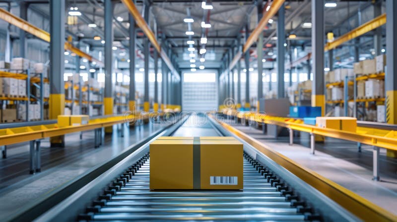 Modern Distribution Center with Automated Sorting Stock Illustration ...