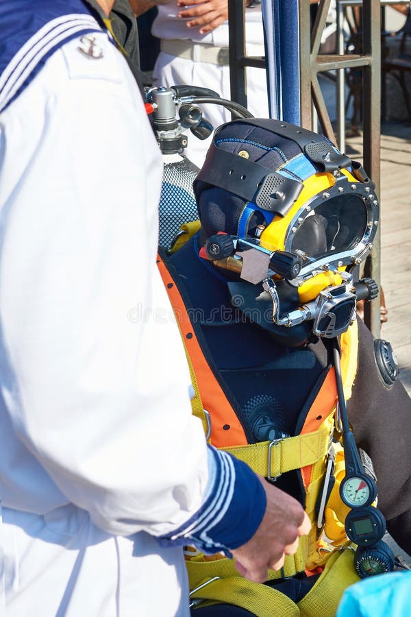 Modern Diving Helmet and Suit Stock Photo - Image of metal, maritime: 287565390