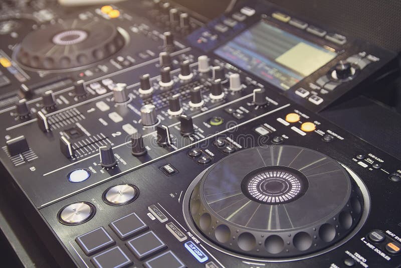 Modern DJ Console Set Close-up Stock Photo - Image of computer, stereo ...