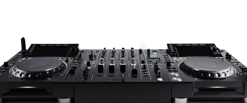 Modern DJ Controller on White Background, Closeup Stock Image - Image ...