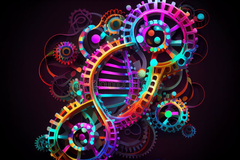 Modern Molecule Structure with Metal Gears Stock Illustration ...