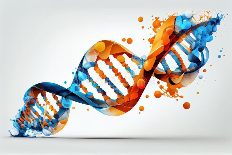 Modern DNA Structure in Microscope with Neon Color Detail Stock ...