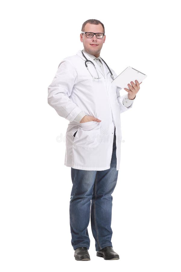 Modern Doctor, Medic or Hospital Manager Using Wireless Tablet Stock ...