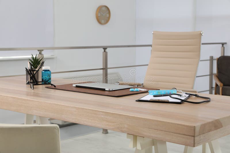 Modern Doctor`s Workplace in Office. Interior Stock Photo - Image of ...