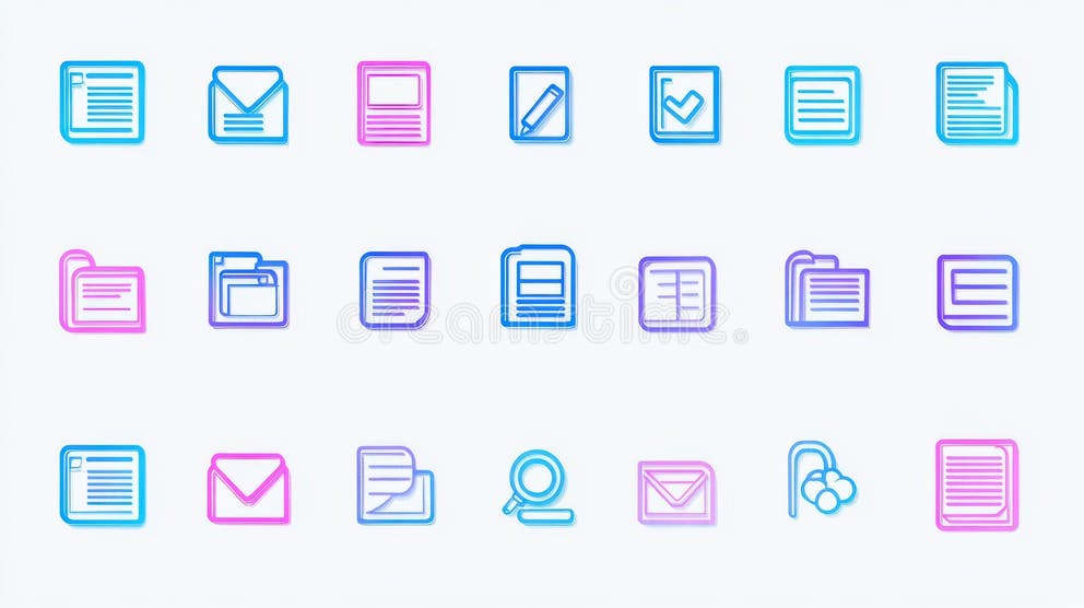 Modern Document Icons Set Gradient Style Digital Assets Business ...