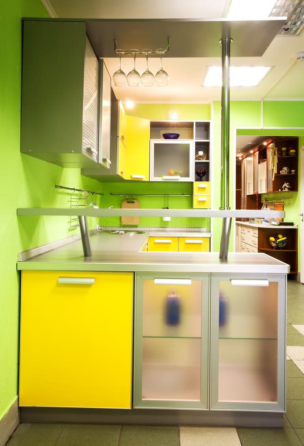 Modern domestic Kitchen stock image. Image of appliance - 61670349