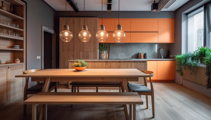 Modern Domestic Kitchen Design with Stainless Steel Appliances ...