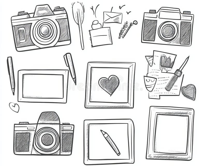 A Modern Doodle Frame in Black and White, Isolated on a Plain White ...
