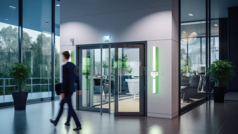 Modern door access control stock illustration. Illustration of green ...