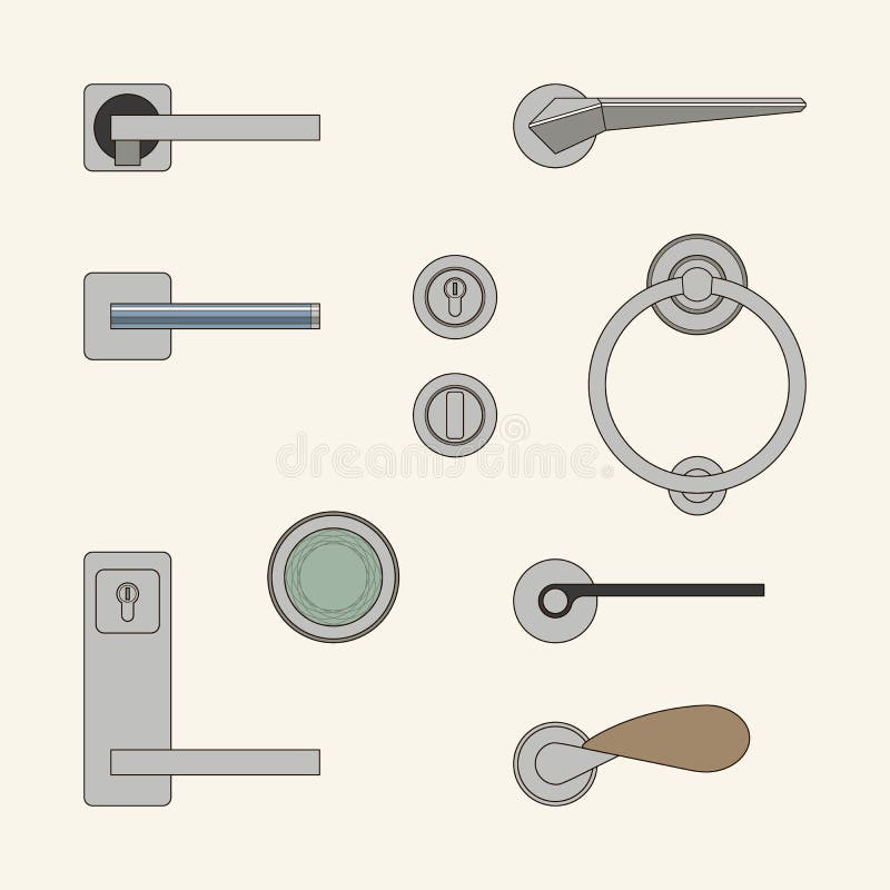 Modern door handles stock vector. Illustration of cartoon - 59098534