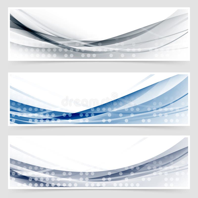 Modern Dotted Wave Header Collection Stock Vector - Illustration of ...