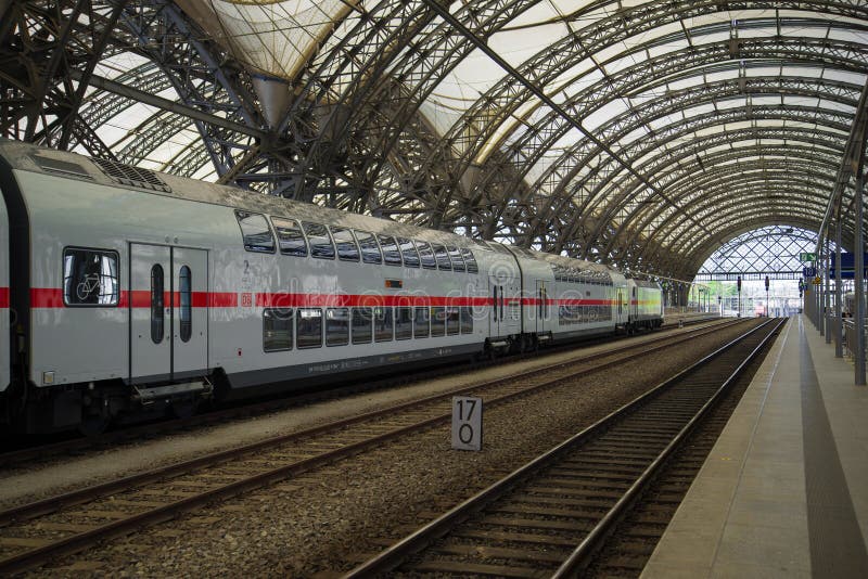 The Modern Double-decked Passenger Train on the Central Railway Station ...