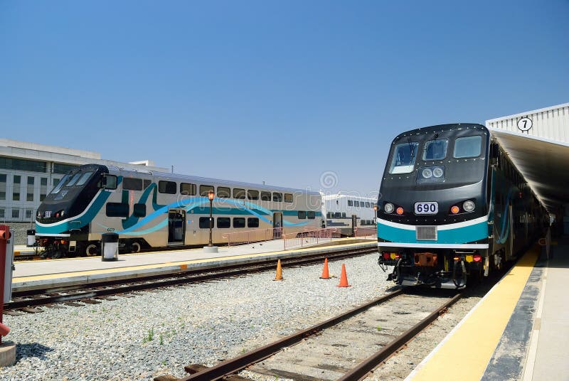 Modern Double-decker Train at the Station in Los Angeles. USA Stock ...