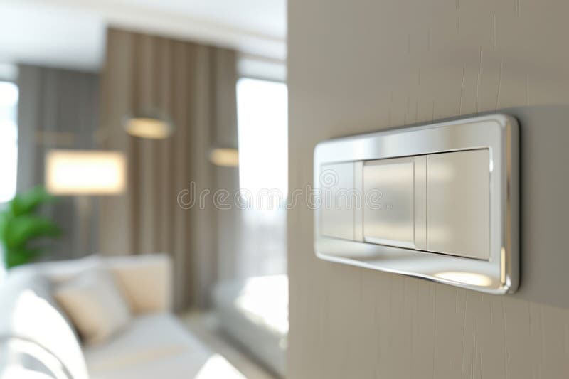 Modern Double Light Switch in Elegant Living Room. Generative Ai Stock ...