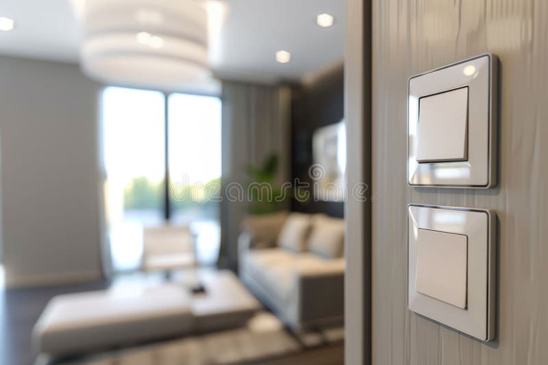 Modern Double Light Switch in Elegant Living Room. Generative Ai Stock ...