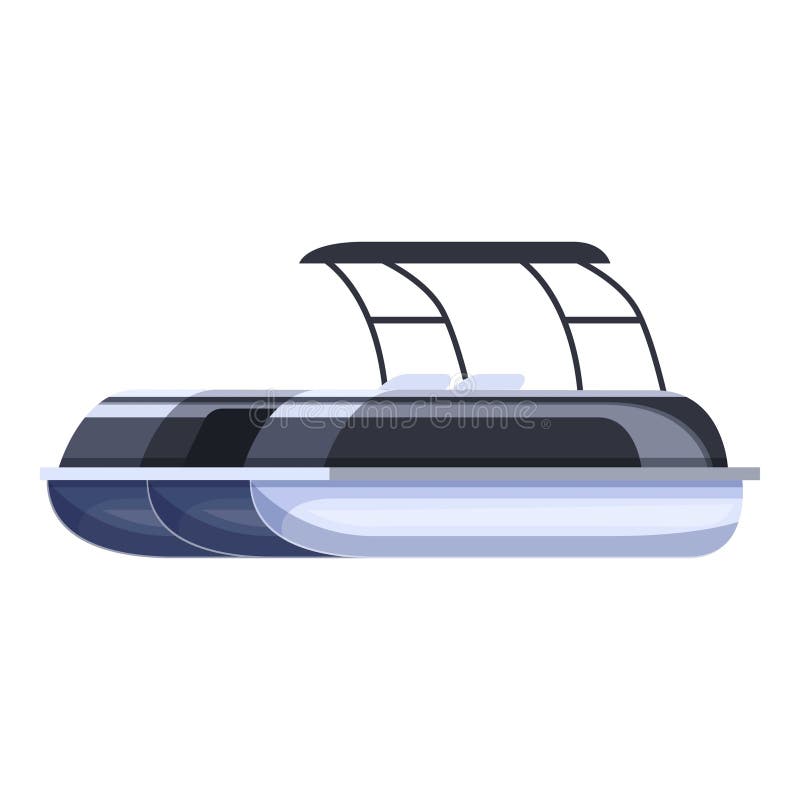 Modern Double Pontoon Boat with Bimini Top Stock Vector - Illustration ...