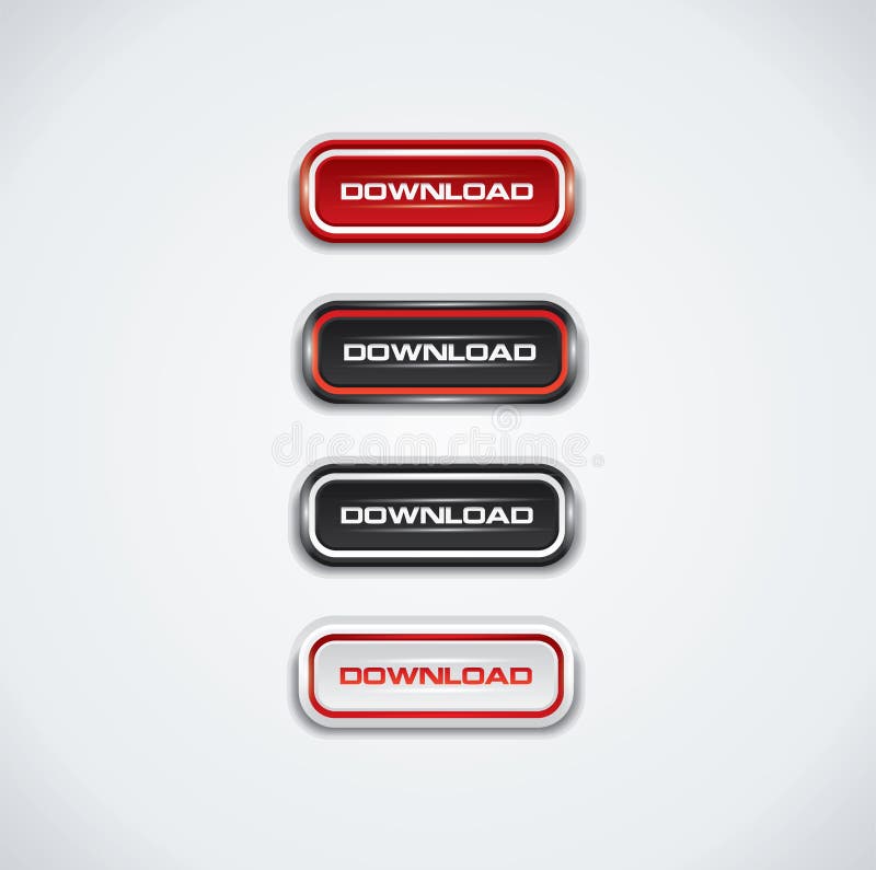 Modern Download Button Set with Reflection Stock Vector - Illustration ...