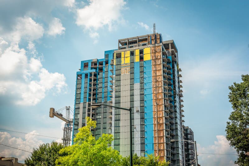Modern Downtown Building in the Final Phase of Construction Stock Image ...