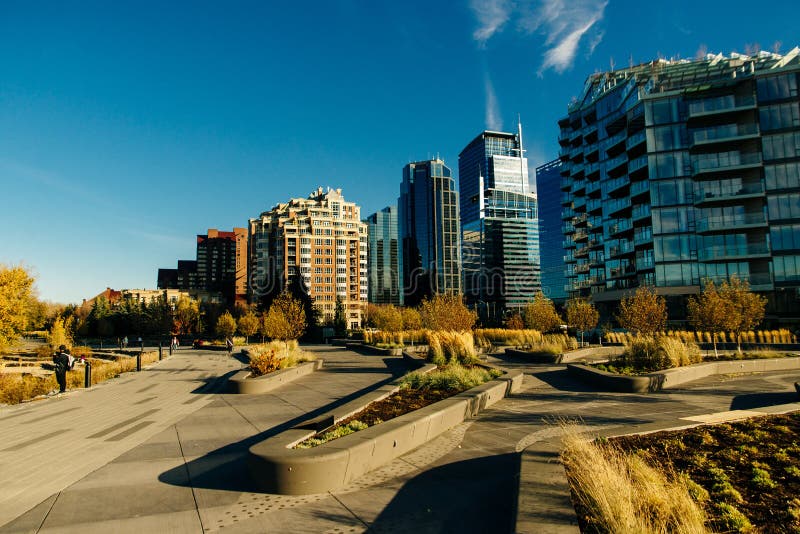 Modern Downtown View Taken from Near by Park. Calgary, Canada - October ...