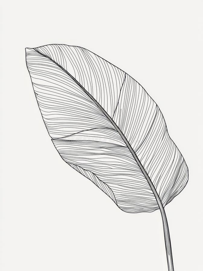 Modern Drawing of a Monstera Leaf Surrounded by a Continuous Outline in ...