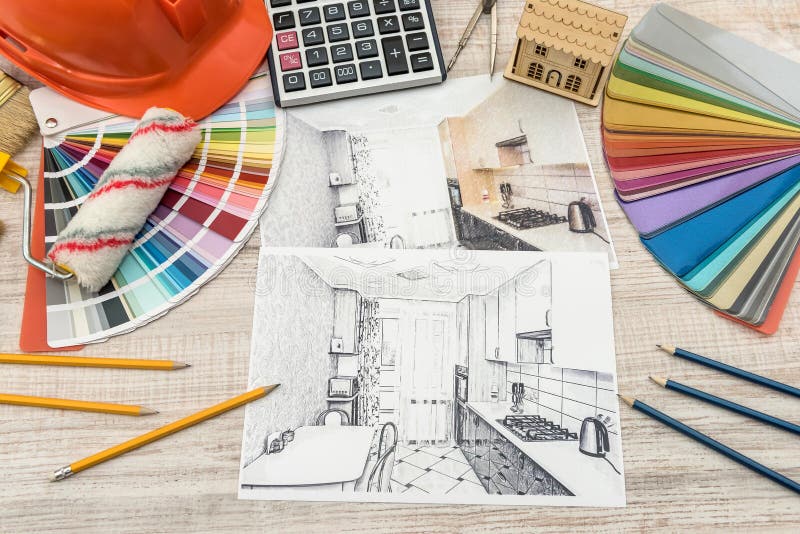 Modern Drawing Pencil Sketch of a Room. Interior Design Projects ...