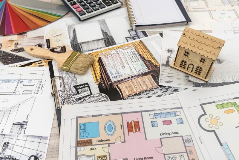 Modern Drawing Pencil Sketch of a Room. Interior Design Projects ...