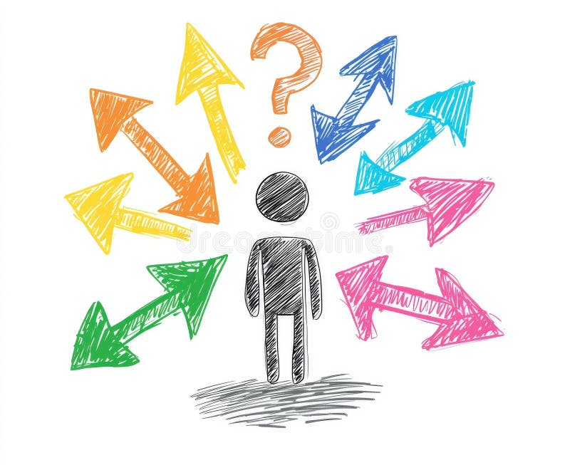 A Modern Drawing of a Question Mark and Colourful Arrows Used in ...