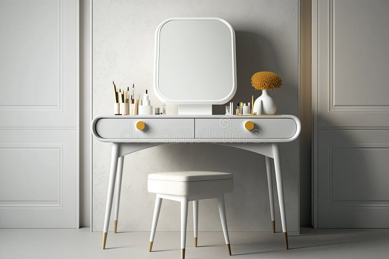 A Modern Dressing Table with Sleek Lines and Minimalist Design Stock ...