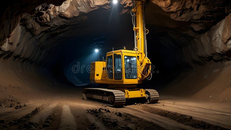 Modern Drilling Machine Operating in an Underground Mine Stock ...