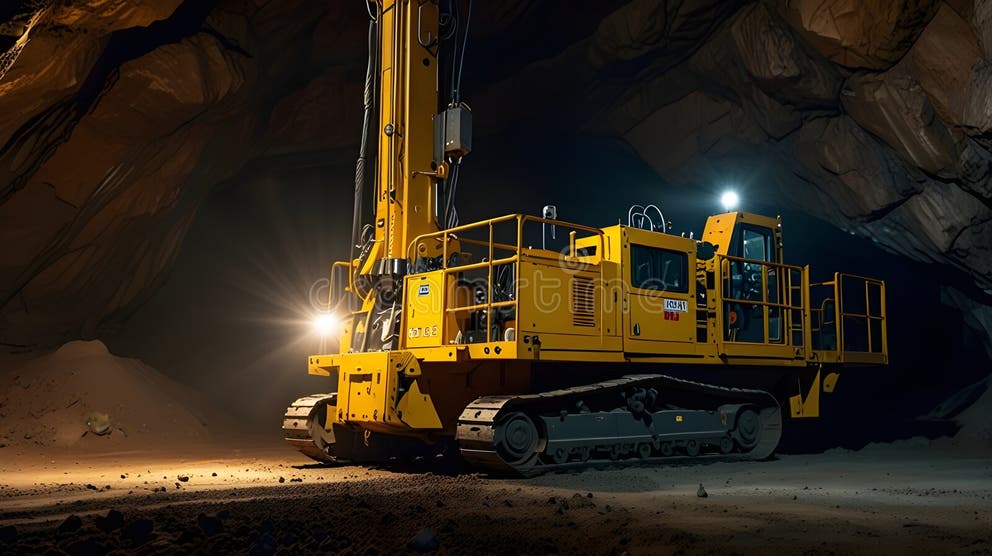 Modern Drilling Machine Operating in an Underground Mine Stock ...