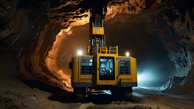 Modern Drilling Machine Operating in an Underground Mine Stock ...