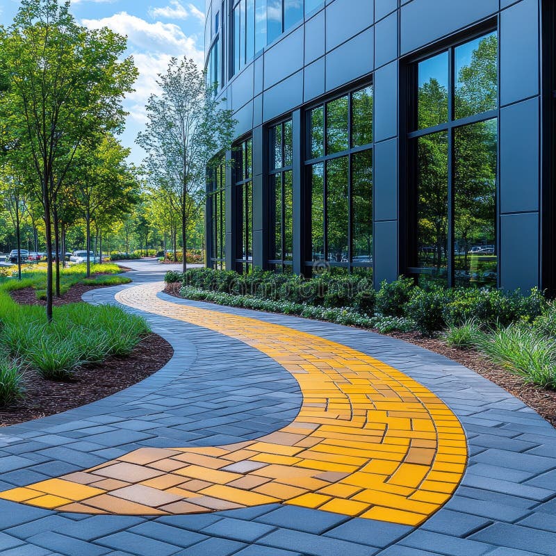 A Modern Driveway with Decorative Paving Tiles Featuring a Stylish ...