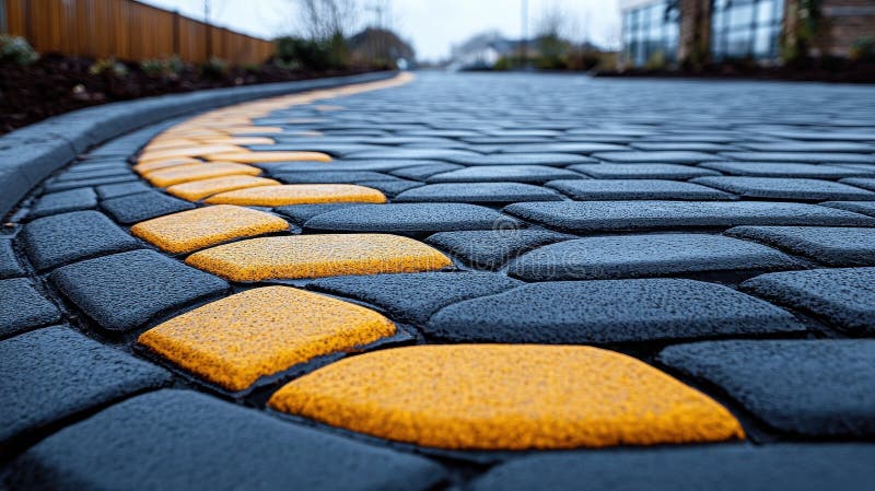 A Modern Driveway with Decorative Paving Tiles Featuring a Stylish ...