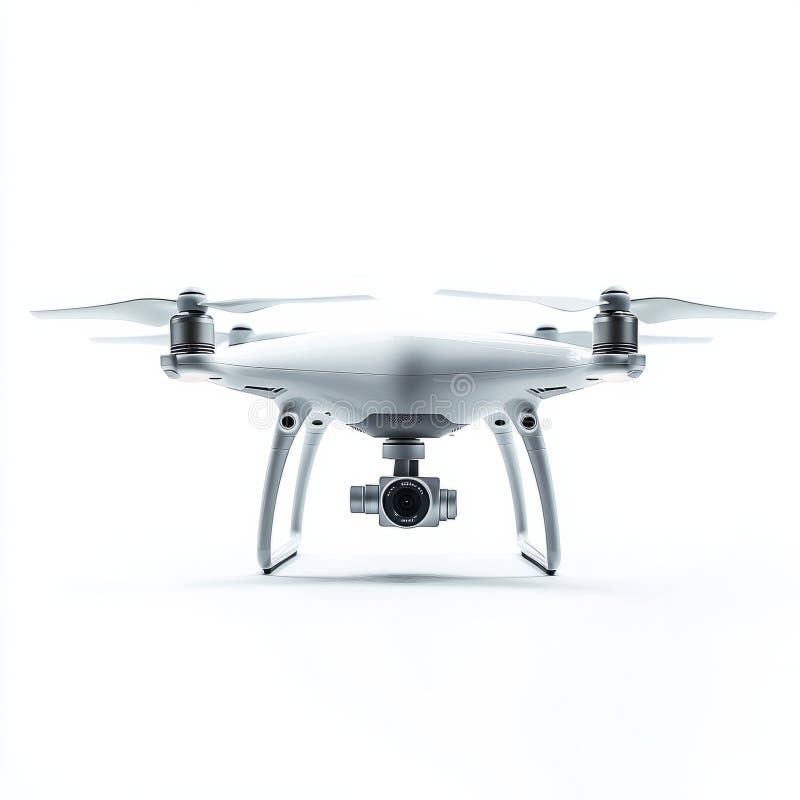 Modern Drone with Camera Isolated on White Stock Photo - Image of ...