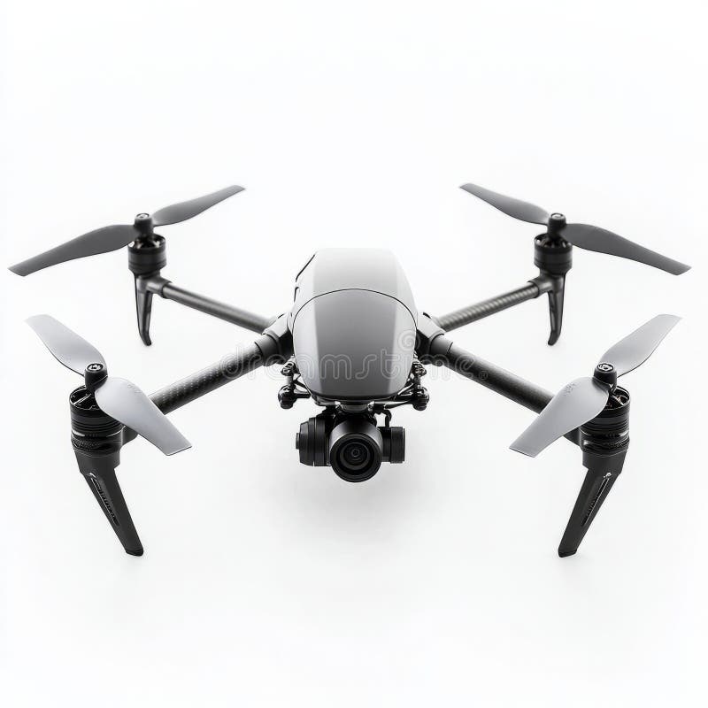 Modern Drone with Camera Isolated on White Stock Image - Image of hobby ...