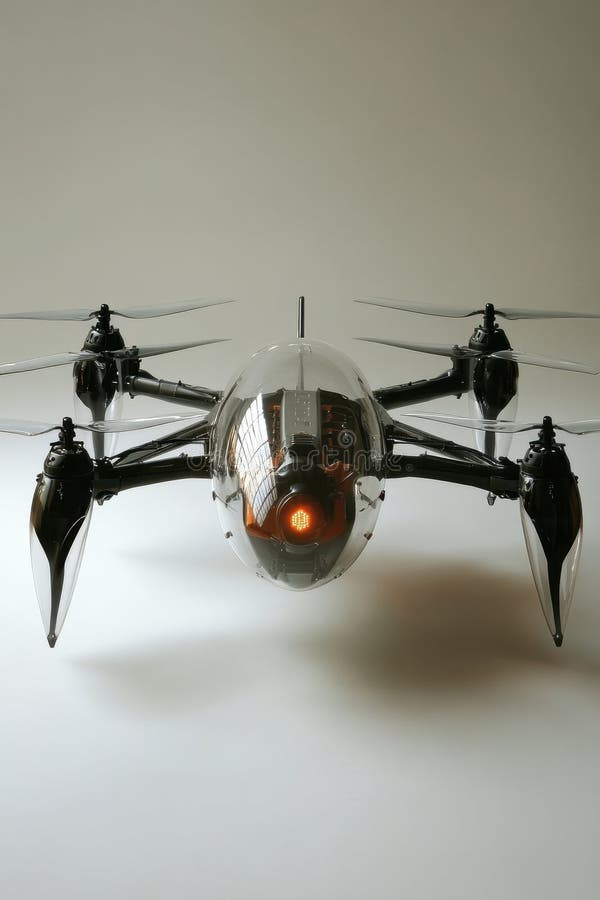 Modern Drone Design Featuring Sleek Aerodynamic Shape and Bright Front ...