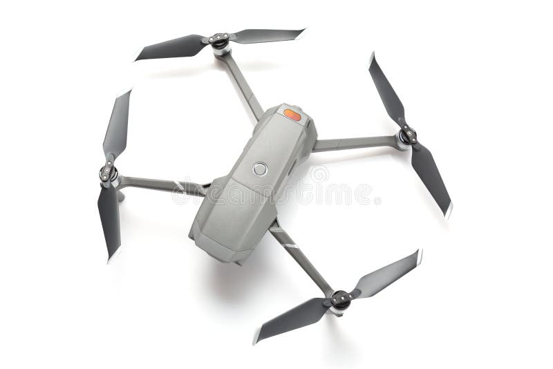 Modern Drone Quadcopter with a Camera Isolated on White Background. Top ...