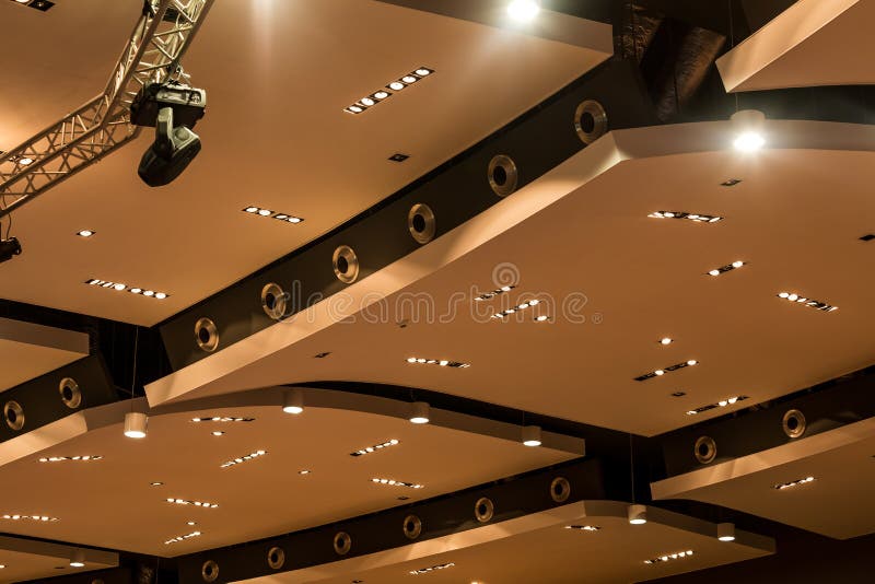 Modern Dropped Ceiling with Lights Stock Photo - Image of lecture ...