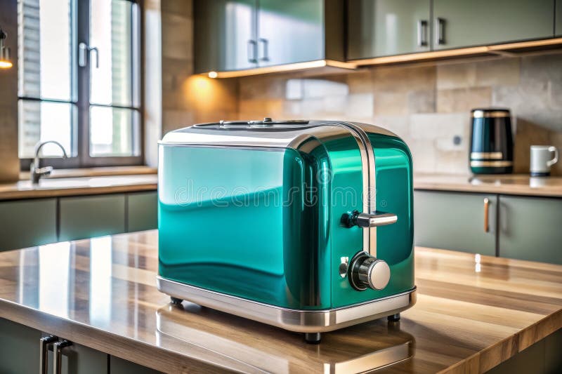 Modern DualFunction Toaster Sleek Chrome and Teal Design for a ...