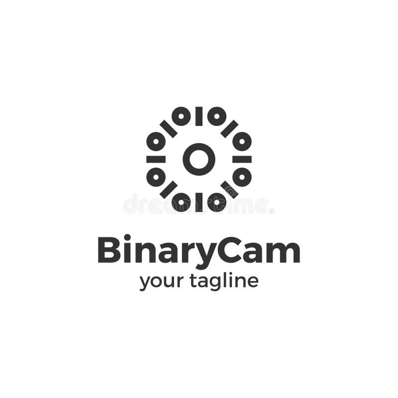 Modern Dynamic Abstract Binary Code Cam Gear Technology Logo Design ...