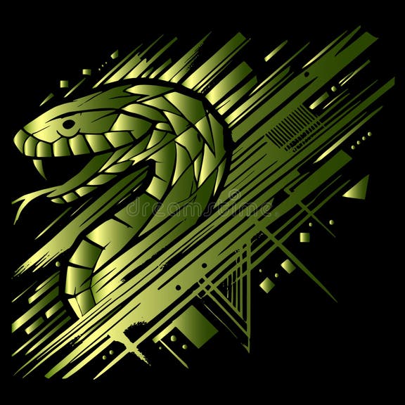 Modern Dynamic Aggressive Style Green Snake Silhouette Pattern with ...